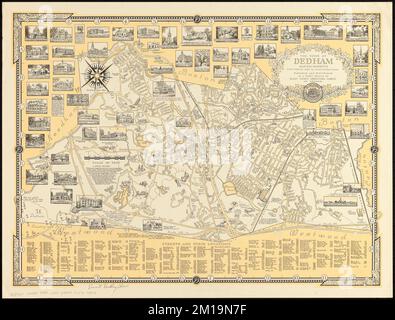 The town of Dedham, Massachusetts : a pictorial map. Oriented with ...