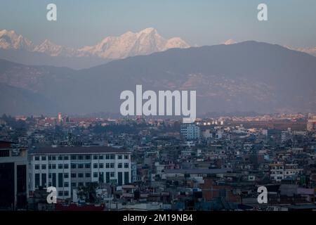 Lalitpur, Nepal. 11th Dec, 2022. A mountain range is seen from the ...