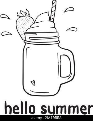 Fruit Shake Summer Isolated Coloring Page for Kids Stock Vector Image ...