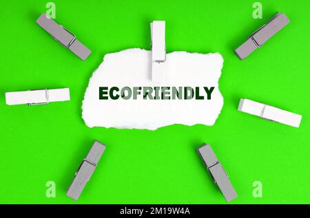 Ecology concept. Clothespins and a sheet of paper with the inscription ...