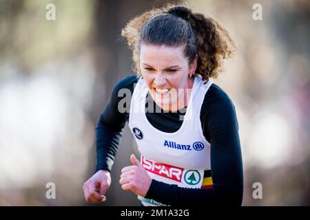 Belgian Lisa Rooms pictured in action during the U23 women race at the ...