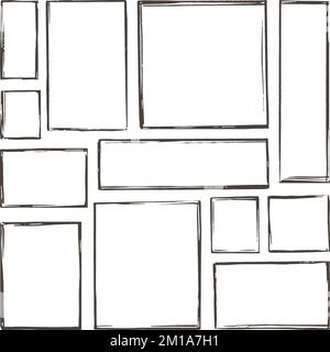 Hand drawn frames of squares. Vector illustration isolated on ...