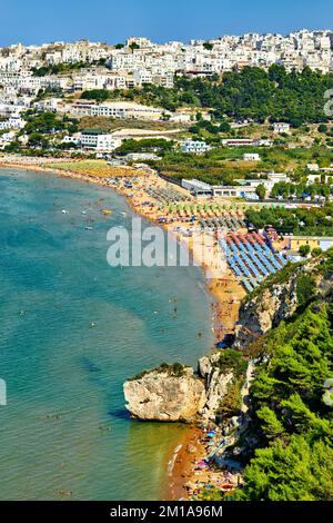 Apulia Puglia Gargano Italy. Elevated view of Peschici Stock Photo - Alamy