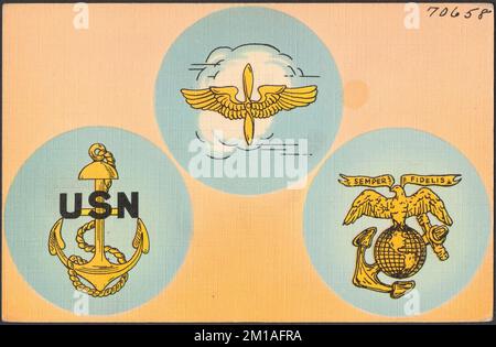 USN. Semper Fidelis , Insignia, Tichnor Brothers Collection, postcards ...