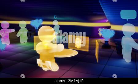 meta universe avatar of person is using dating app site - industrial 3D ...