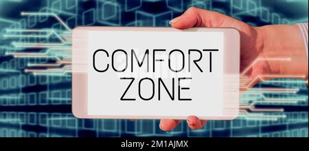 Conceptual caption Comfort Zone, Word Written on A situation where one ...