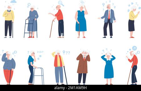 Alzheimer dementia symptoms, elderly flat character and symptom of ...