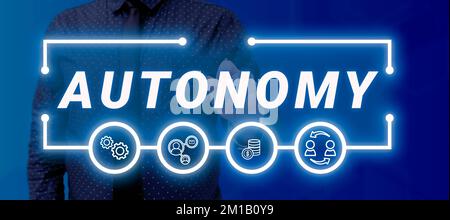 Conceptual caption Autonomy. Word for vehicle that can guide itself ...