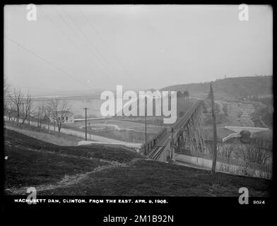 Wachusett Dam, lower end of waste channel, looking towards highway ...
