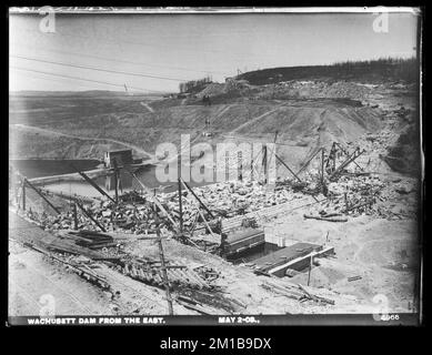 Wachusett Dam, from the east, Clinton, Mass., Oct. 4, 1904 , waterworks ...