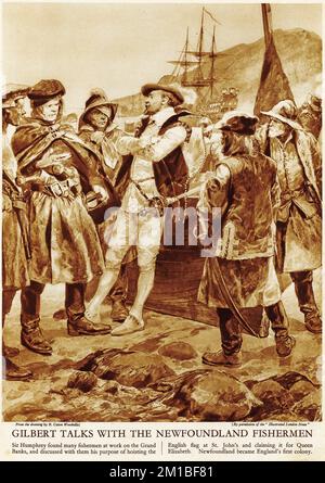 Sir Humphrey Gilbert talks to the Newfoundland fishermen about ...