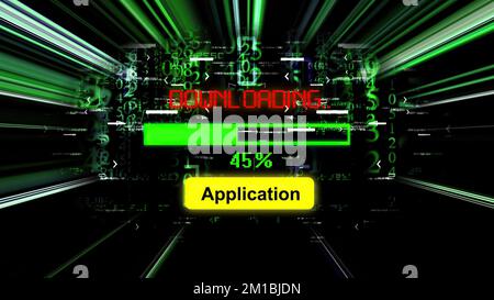 Application download progress bar on the screen Stock Photo - Alamy