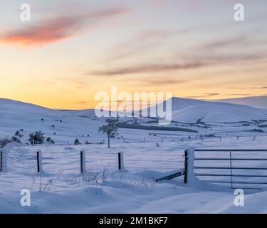Dufftown in Moray, Scotland is covered in heavy snow after a storm ...