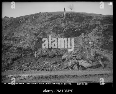 Wachusett Reservoir, stripping high ledge on Section 10, square 406 ...
