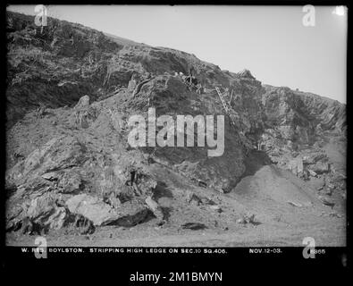Wachusett Reservoir, stripping high ledge on Section 10, square 406 ...