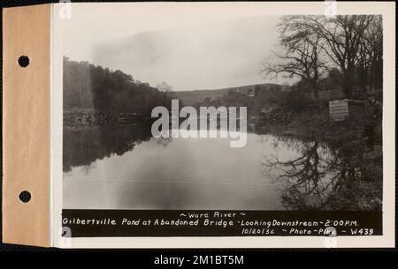 Ware River, Gilbertville Pond, looking upstream from abandoned bridge ...