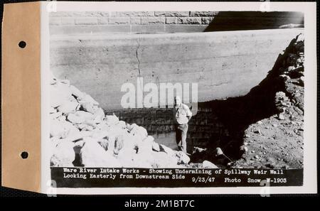 Ware River Intake Works, Shaft #8, general view below spillway showing ...