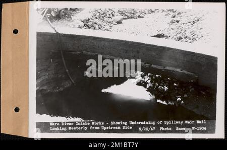 Ware River Intake Works, Shaft #8, showing undermining of spillway ...