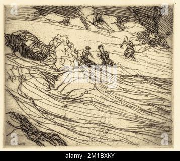 Wave in Narrow Cove , Bays Bodies of water, Wading. Charles H. Woodbury ...