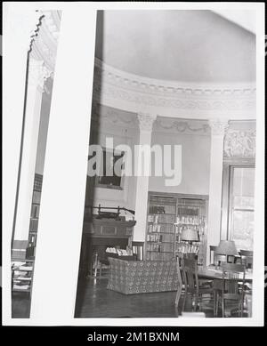 Wayland Library, round room, east fireplace , Public libraries, Columns ...