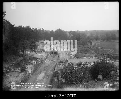 Weston Aqueduct, Section 8, aqueduct construction, easterly from ...