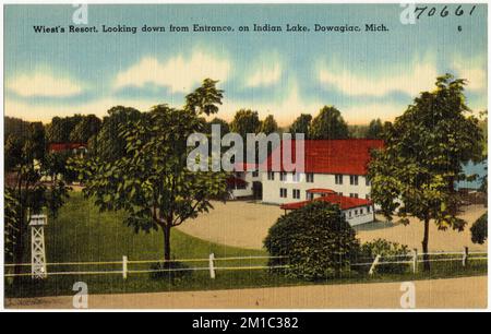Wiest's Resort, looking down from entrance, on Iron Lake, Dowagiac ...