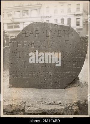 William Paddy 1658. Oldest head-stone in King's Chapel Burial Ground ...