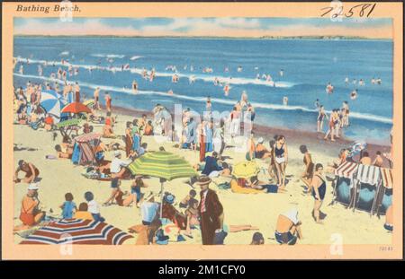 Bathing beach , Beaches, Tichnor Brothers Collection, postcards of the ...