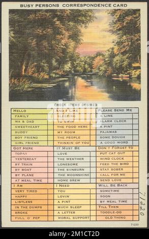 Busy persons correspondence card , Bodies of water, Trees, Tichnor ...
