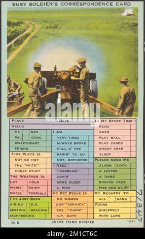 Busy soldier's correspondence card , Artillery Weaponry, Military ...