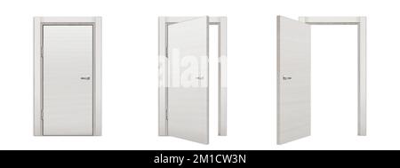 Ajar door position. Home entrance door, wooden front door sketch vector ...