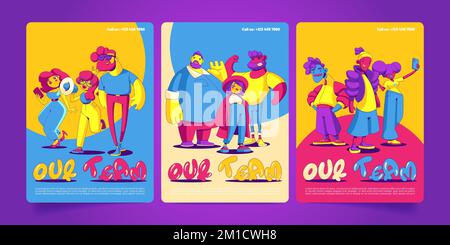 Our team cartoon posters with contemporary business characters. Company ...