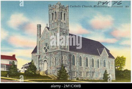 Catholic church, Middlebury, Vermont , Churches, Tichnor Brothers Collection, postcards of the ...