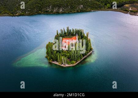 Visovac christian monastery on the island in The Krka National park ...