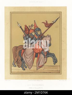 Maccabees in armour on horseback, 13th century. Three sons of ...