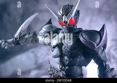 A closeup shot of SIC Kamen Rider Blade Ace Form Pre Rider Kick Pose ...