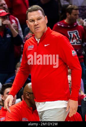 Arizona head coach Tommy Lloyd during the second half of an NCAA ...