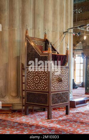 Wooden minbar, sermon pulpit of Ottoman times in mosque Stock Photo - Alamy