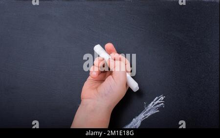 Hand holding white chalk and black board Stock Photo - Alamy