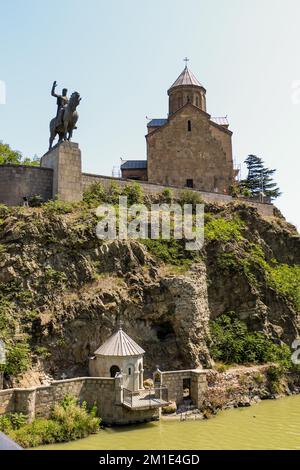 Metekhi Church above the Kura river in Tbilisi, Georgia, Asia Stock ...