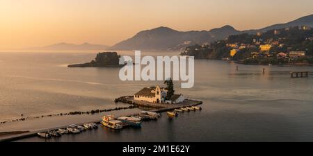 Pontikonisi Island Of Corfu Symbol And Vlacherna Monastery Stock Photo ...