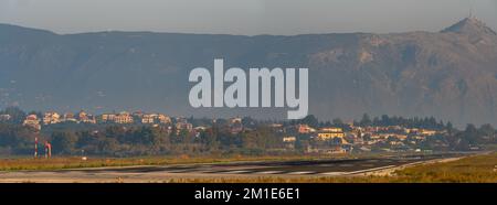 Approach to the airport runway in Corfu,Greece Stock Photo - Alamy