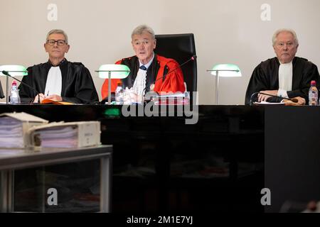 Chairman Antoon Boyen (C) and his assessors pictured during the first ...