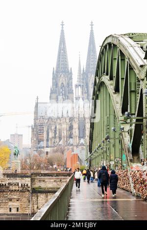 Hohenzollernbrucke Railway Bridge and Cathedral, Cologne, Germany ...