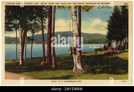 Looking across Fourth Lake, Rocky Point Inn, Eagle Bay and Rocky ...