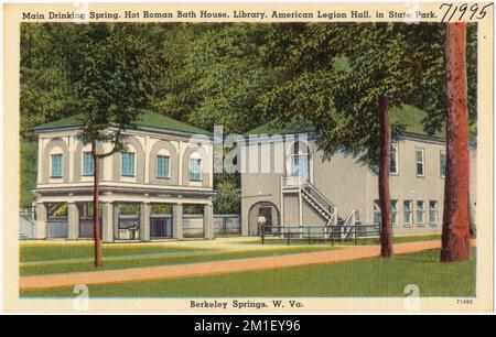 Main drinking springs, Hot Roman Bath House, library, American Legion ...