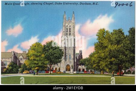 Main Quadrangle, showing chapel, Duke University, Durham, N.C ...
