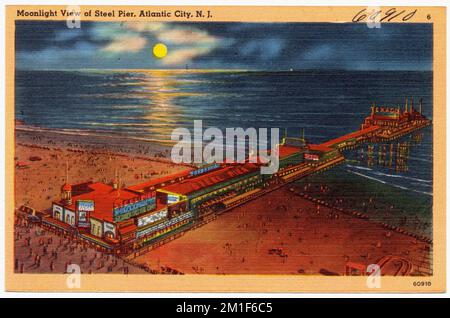 Moonlight view of Steel Pier, Atlantic City, N.J. , Beaches, Piers ...