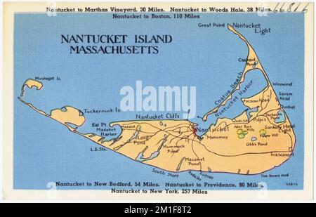 Nantucket Island, Massachusetts , Maps, Tichnor Brothers Collection ...
