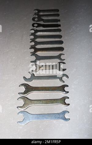 iron made double end spanner Set on shop for sell Stock Photo - Alamy